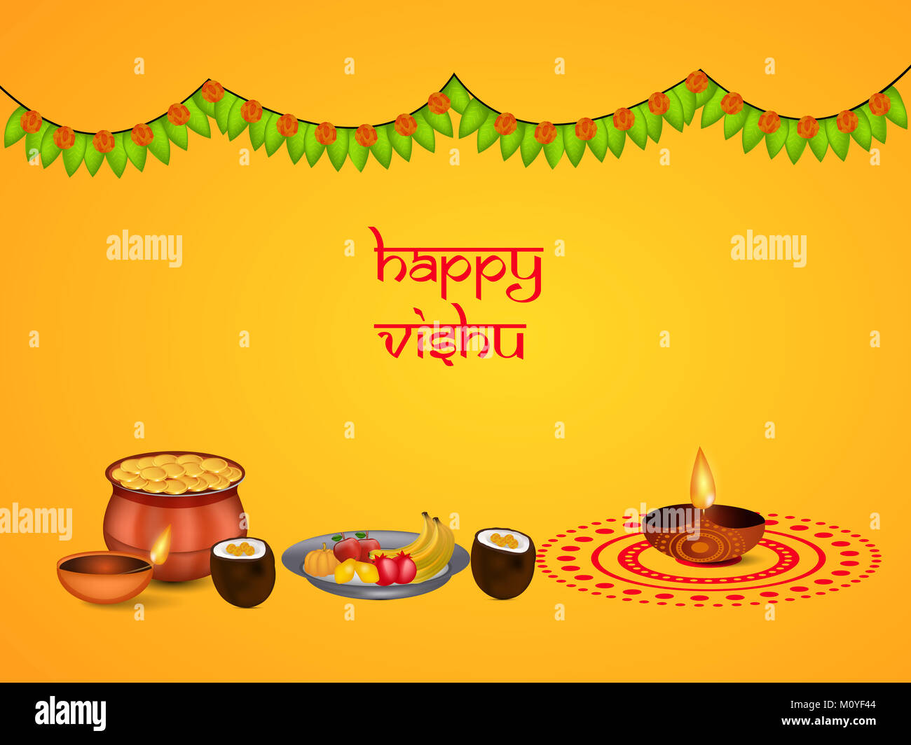 illustration of an Indian State kerala Hindu festival Vishu Background ...