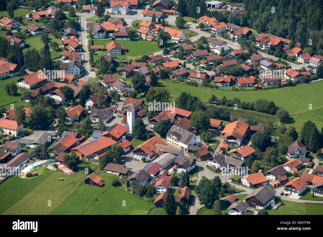 Aerial view of Prem municipality in the Weilheim-Schongau district ...