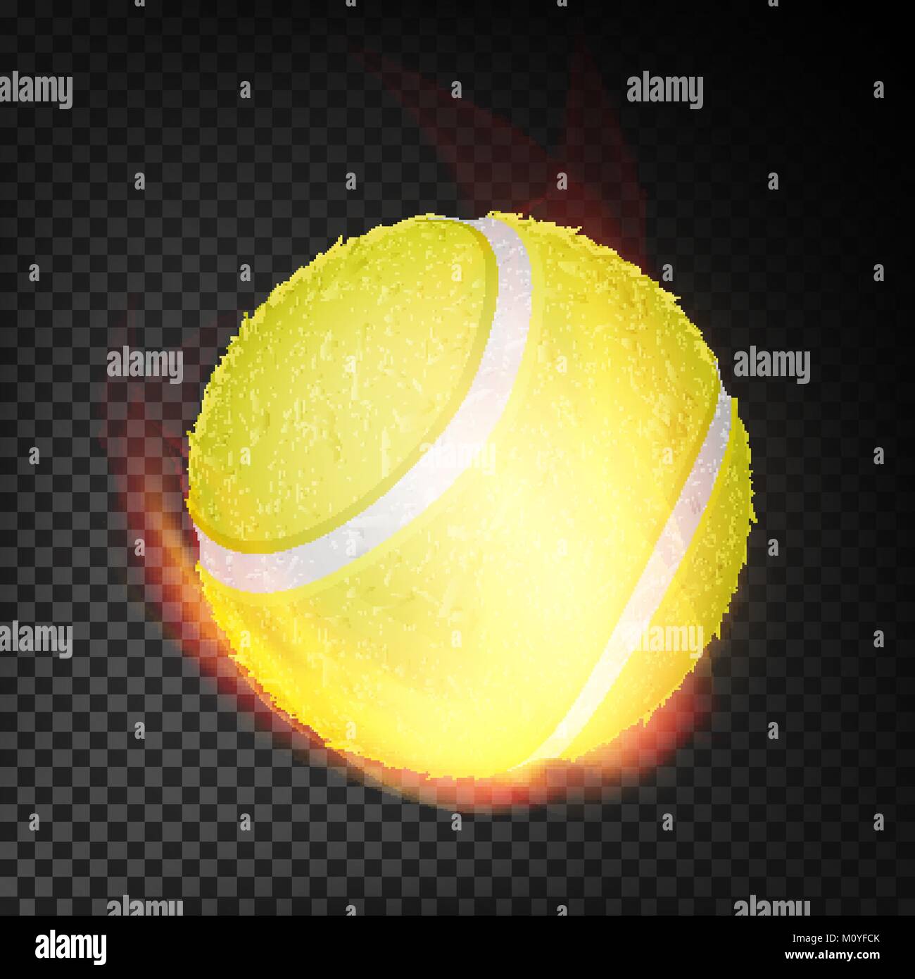 Tennis Ball In Fire Vector Realistic. Burning Tennis Ball. Transparent ...