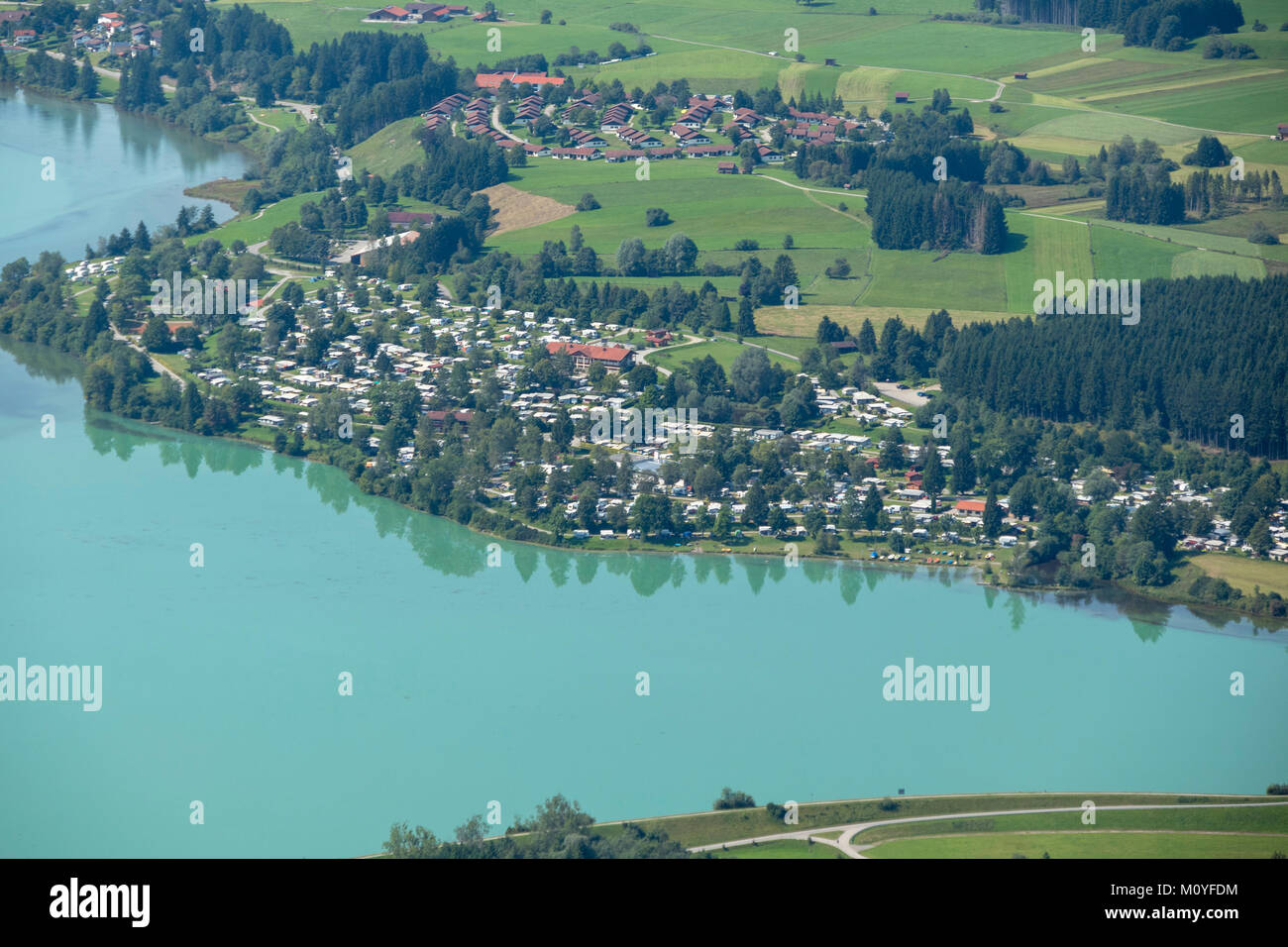 Aerial view of River Lech towards Lechbruck, Bavaria, Germany Stock ...