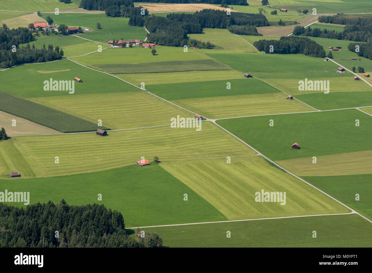 Aerial view of fields near Birkland, Peiting, Bavaria, Germany Stock ...