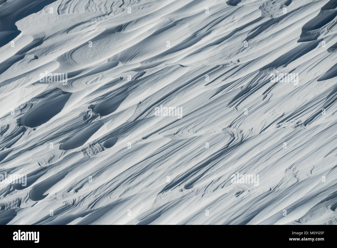 Snow surface with structures,shaped by the wind,Mölltal Glacier ...
