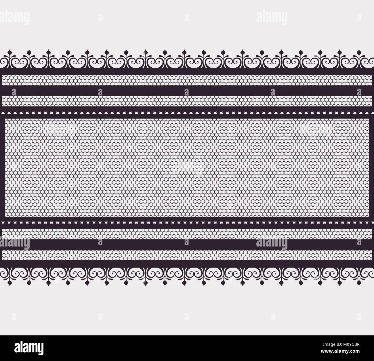 lace wide horizontal seamless in monochrome silhouette Stock Vector ...