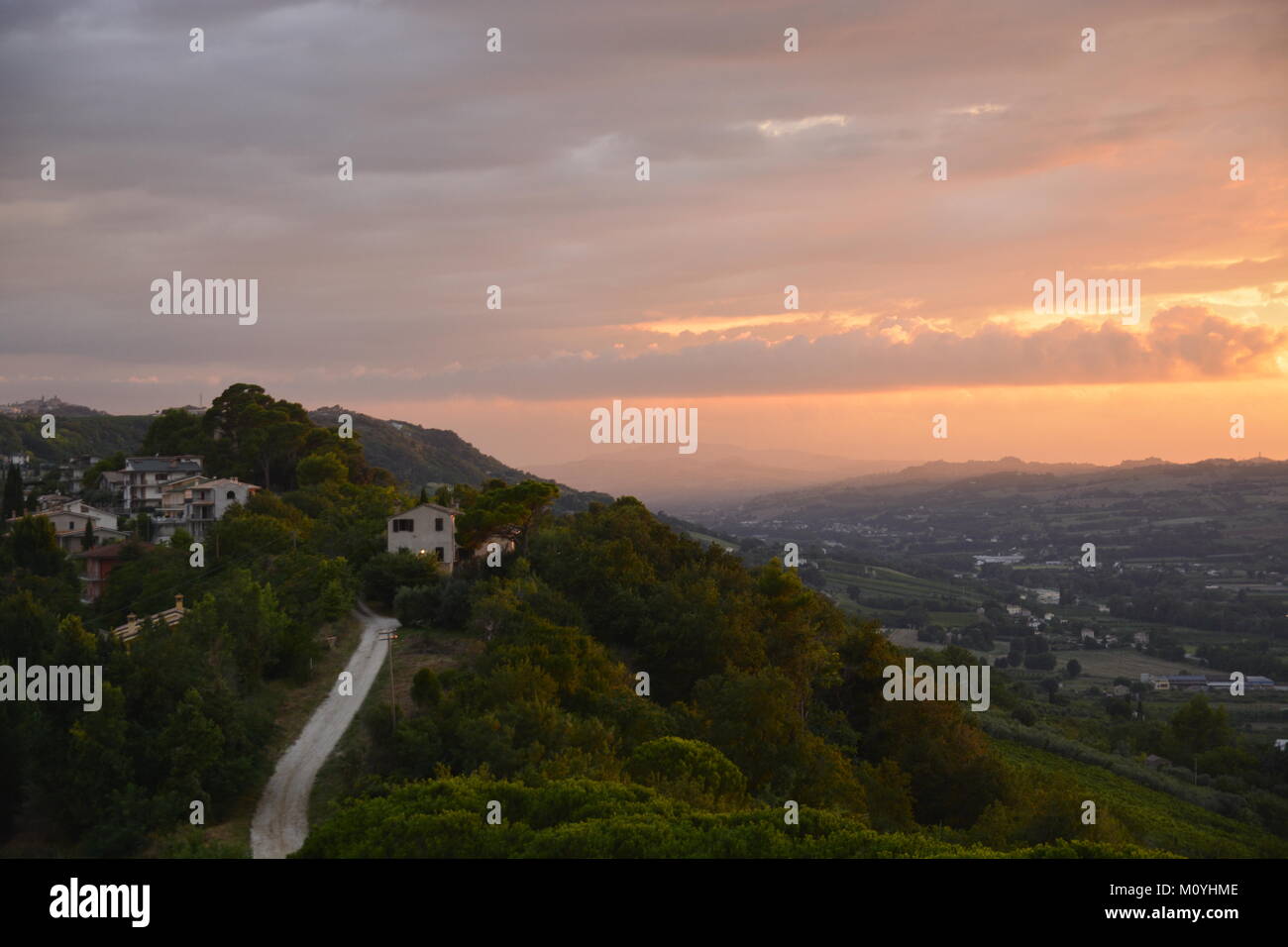 Landscape in Italy at sunset Stock Photo - Alamy