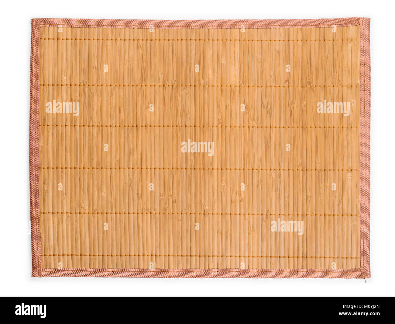 Bamboo wooden mat close up. Top view isolated on white Stock Photo - Alamy