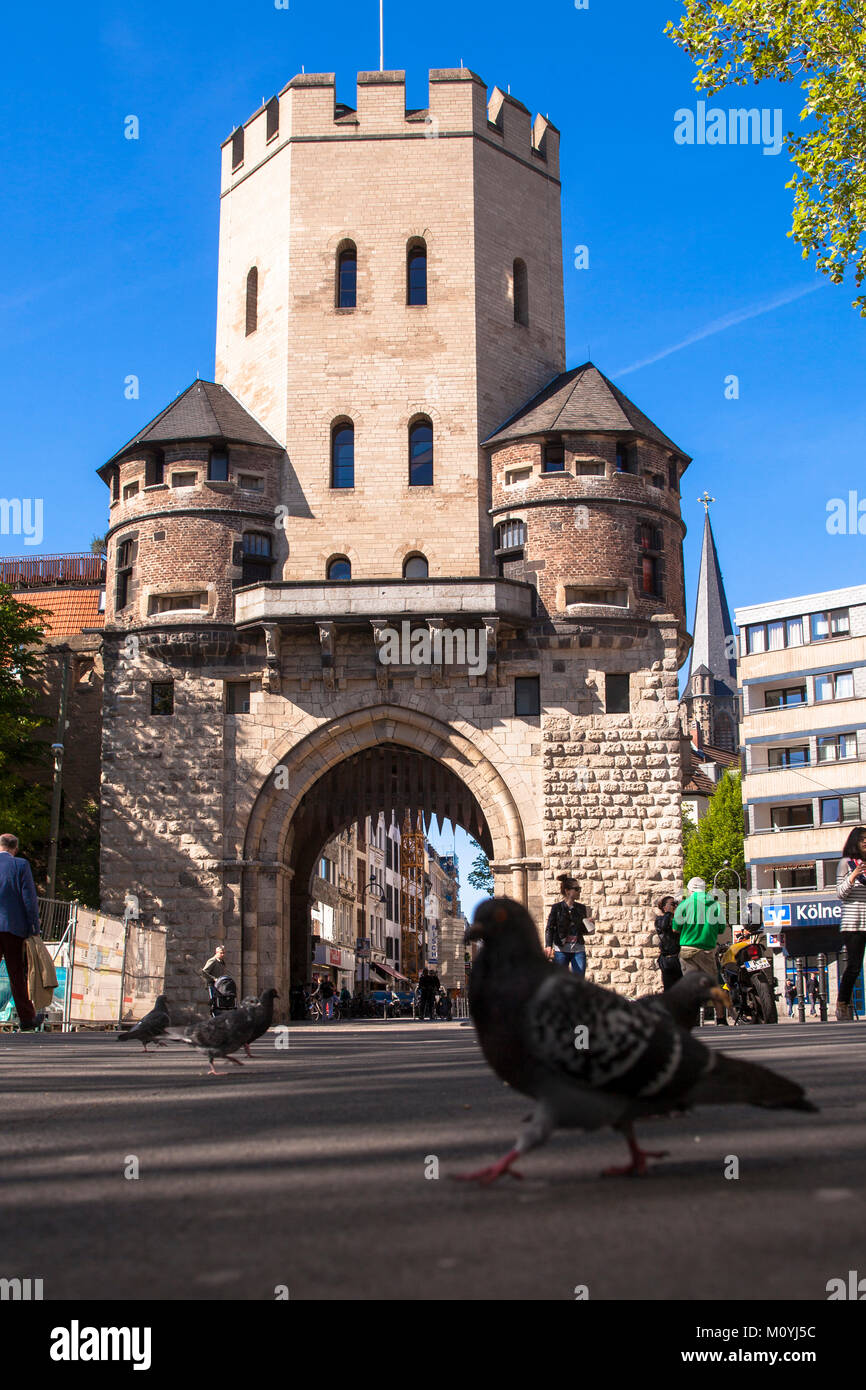 Germany, Cologne, the historic town gate Severinstorburg at the ...