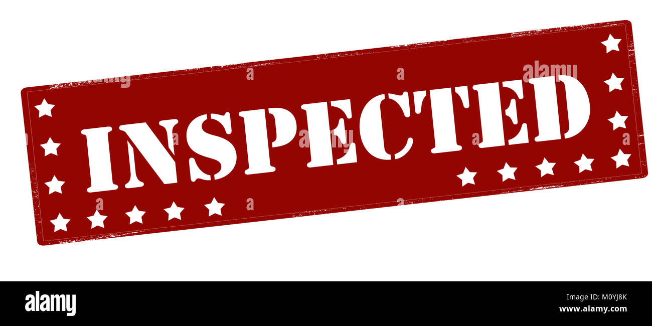 Stamp with word inspected inside, vector illustration Stock Photo - Alamy