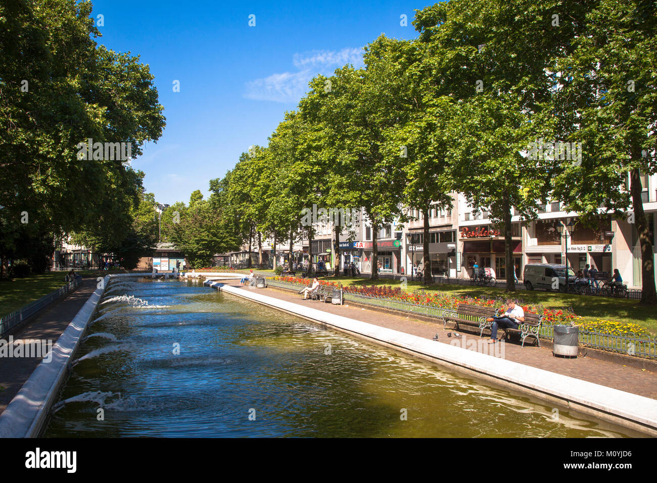 Germany, Cologne, fountains at the street Kaiser-Wilhem-Ring ...