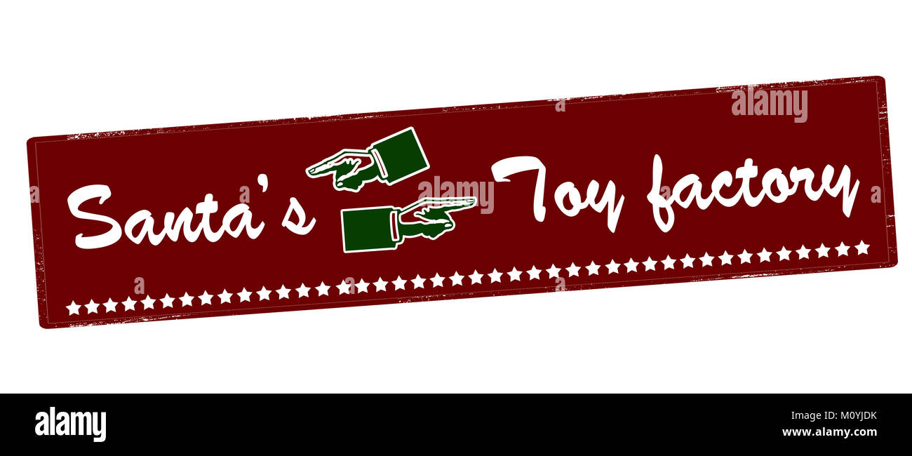 Rubber stamp with text Santa toy factory inside, vector illustration ...