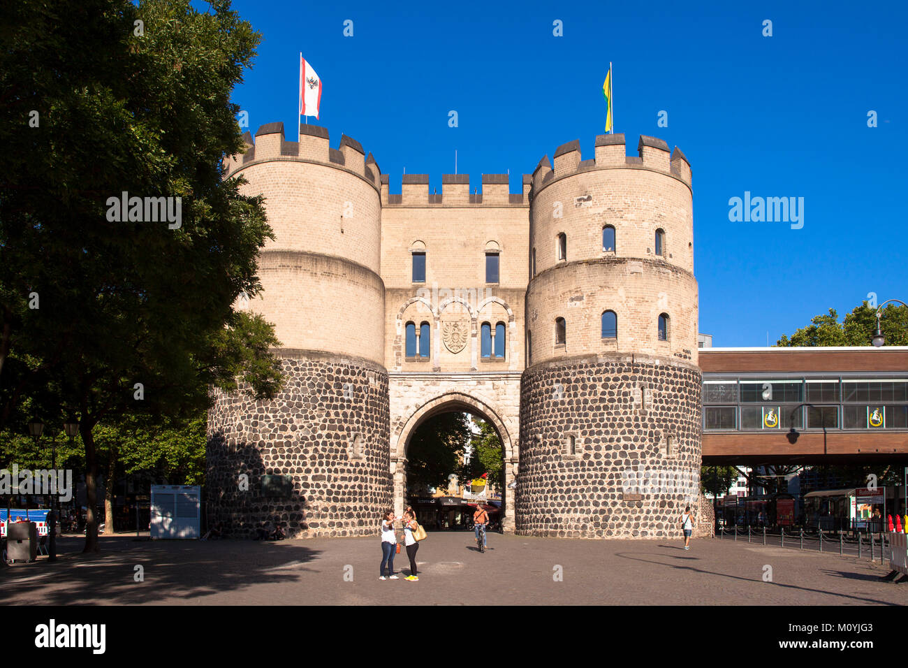 Germany, Cologne, the historic town gate Hahnentorburg at the Rudolf ...