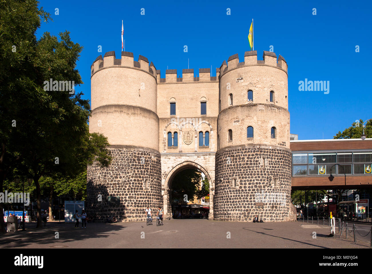 Germany, Cologne, the historic town gate Hahnentorburg at the Rudolf ...