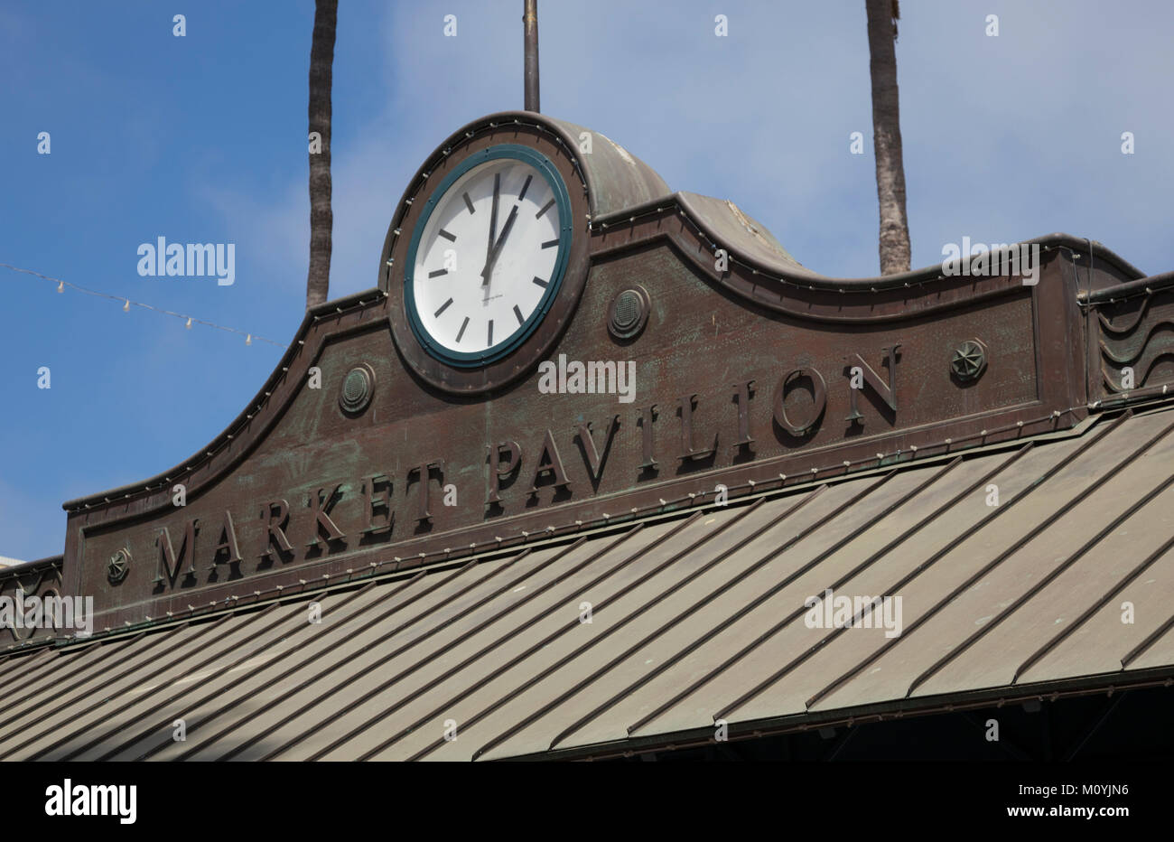 Roof clock, Market Pavilion, Santa Monica Stock Photo - Alamy