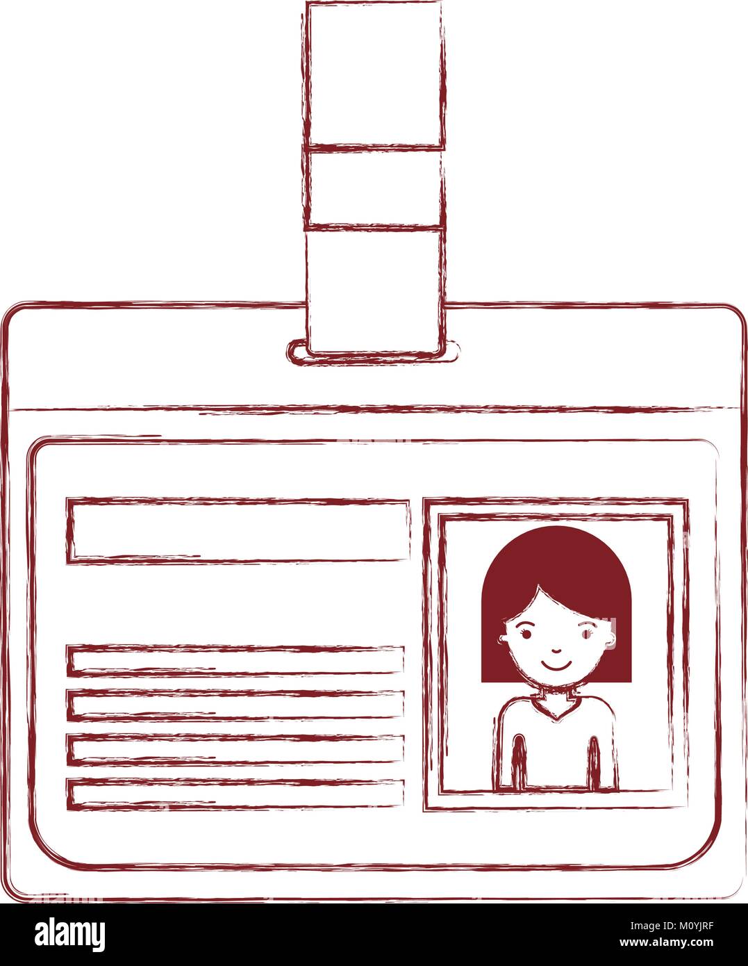 identification card with half body woman picture with hair middle ...