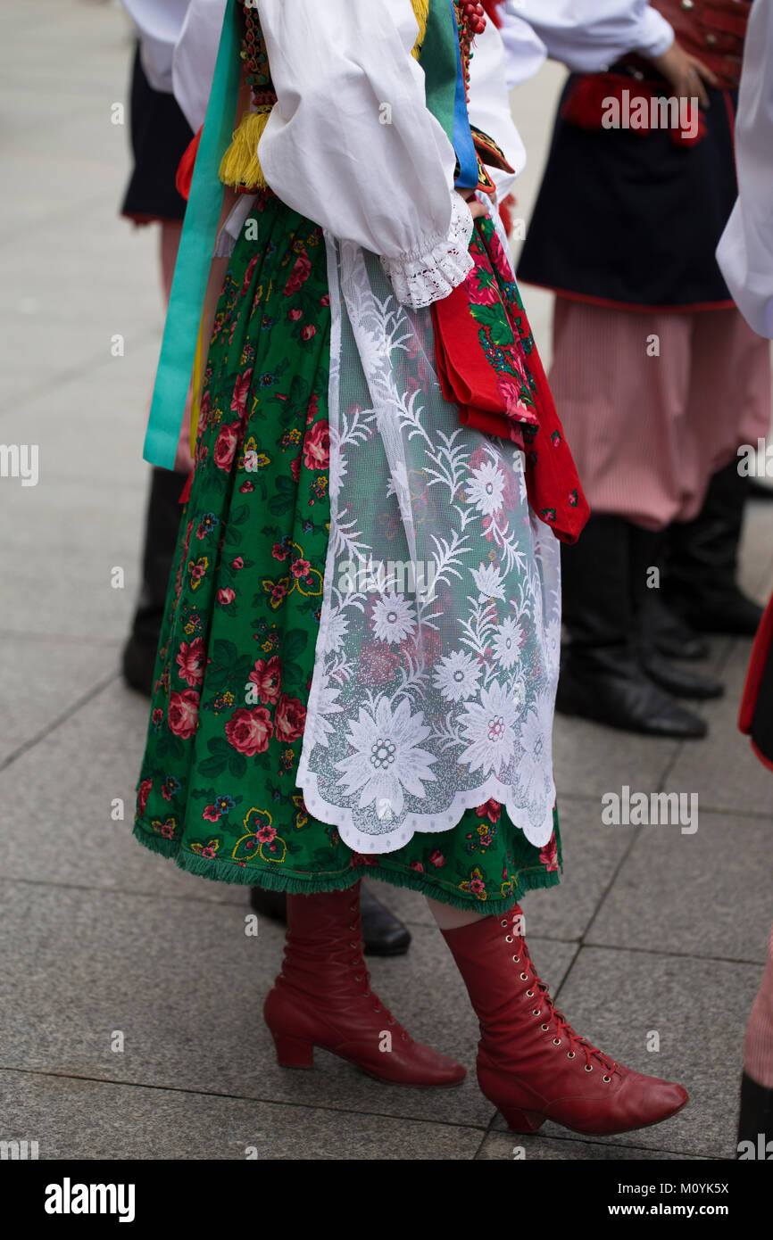 Polish folk dance group with traditional costume Stock Photo - Alamy