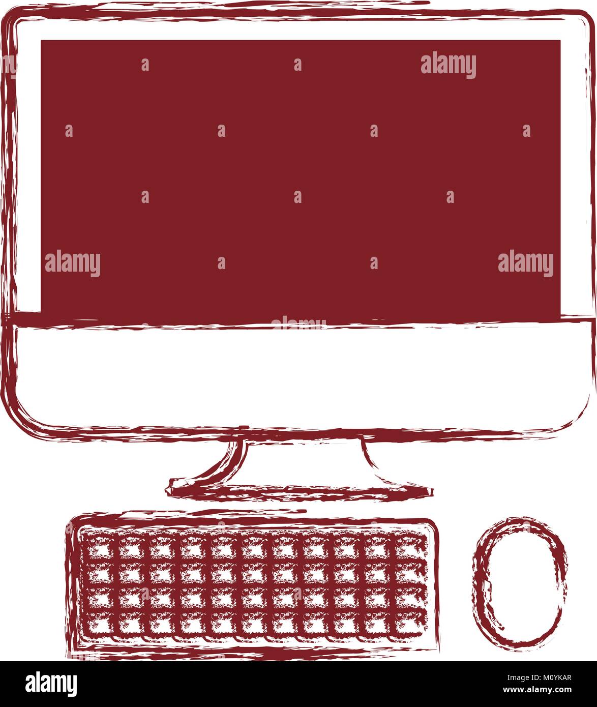 desktop computer icon in dark red blurred silhouette Stock Vector Image ...