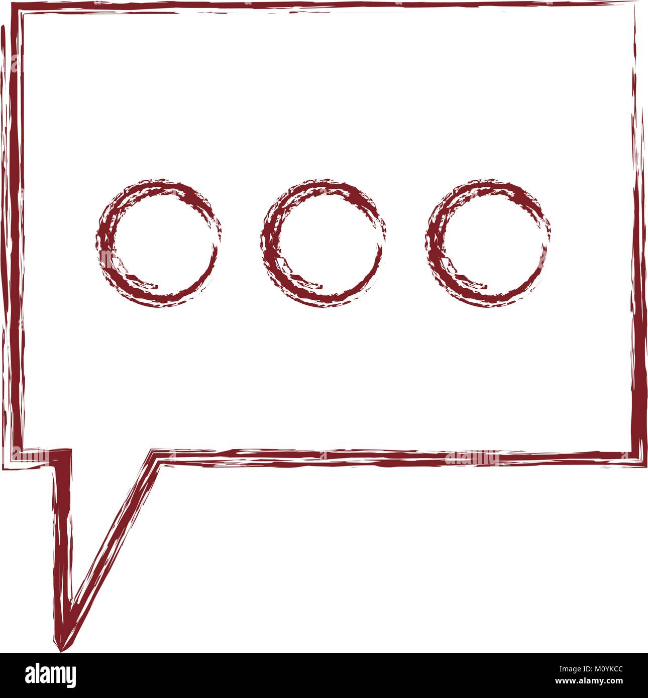 dialogue box with tail and three suspension points in dark red blurred ...