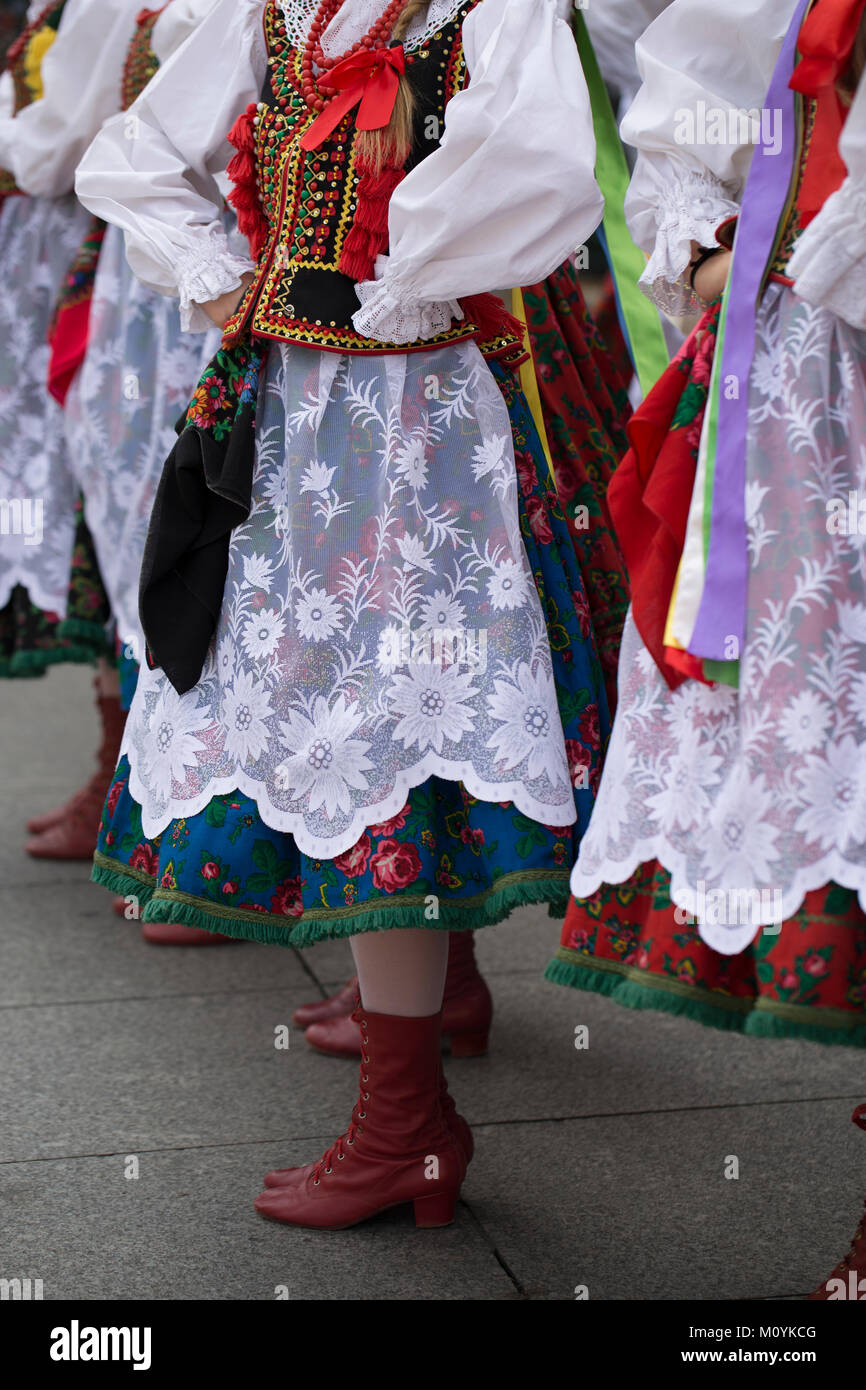 Polish folk dance group with traditional costume Stock Photo - Alamy