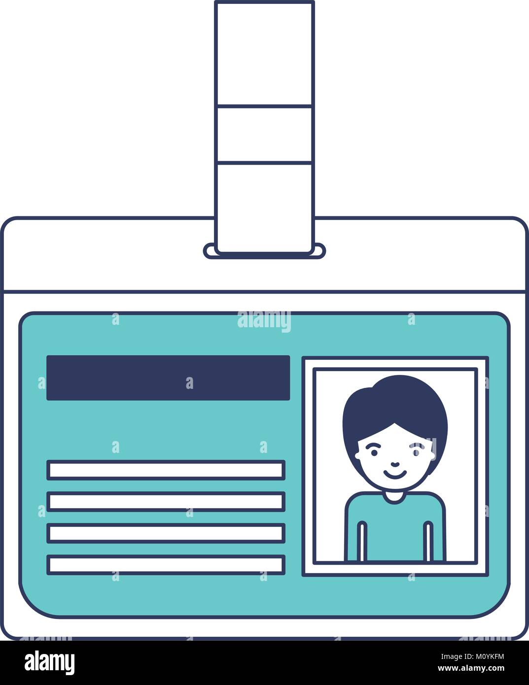 identification card with half body guy picture with short hair in blue ...