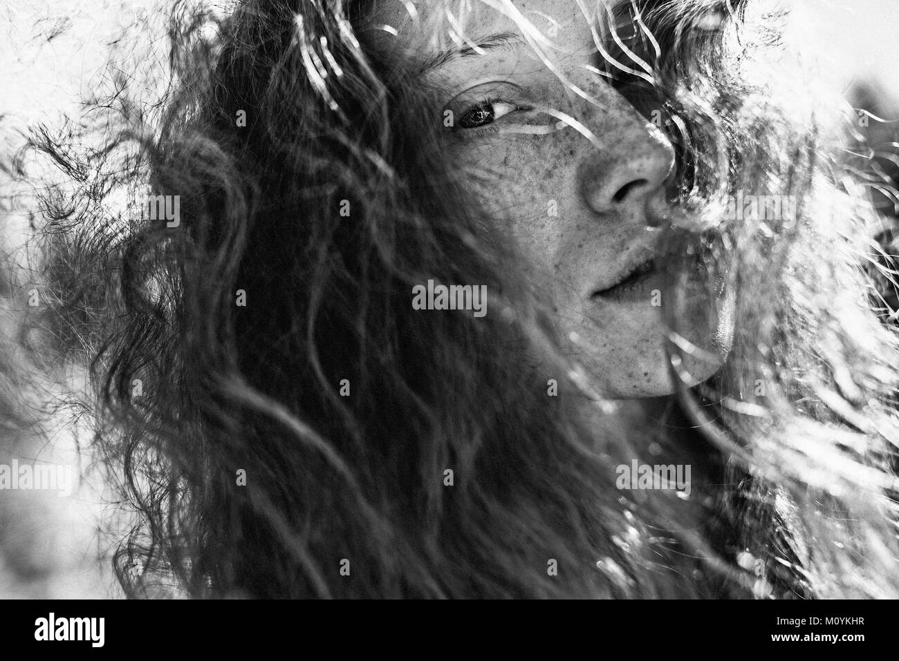 Close up portrait wind blowing hi-res stock photography and images - Alamy