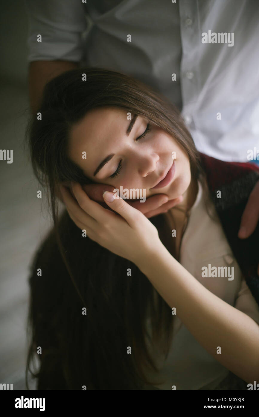 Close up female hand caressing hi-res stock photography and images - Alamy