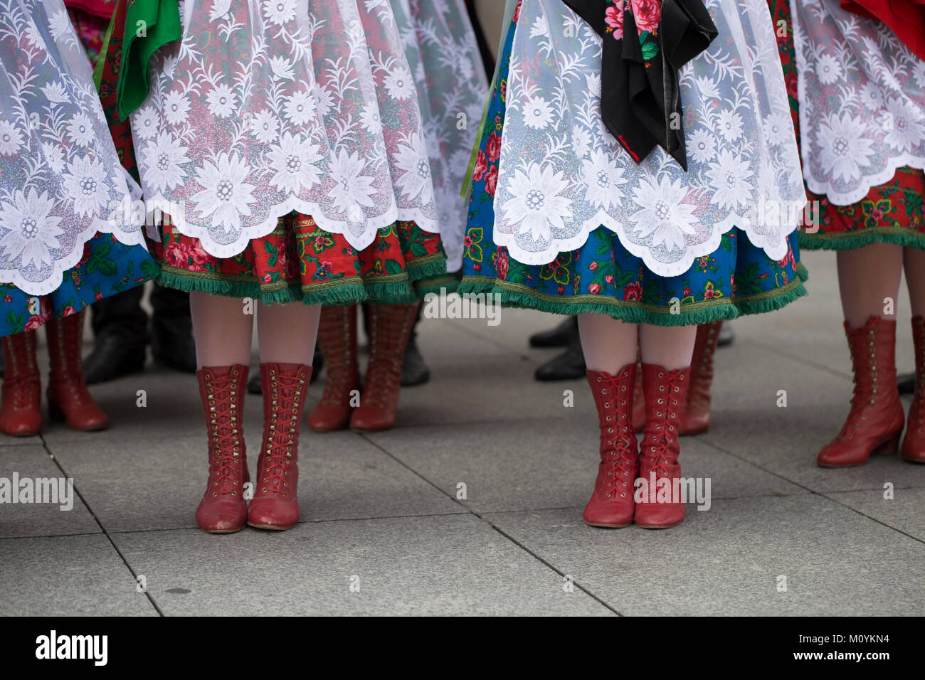 Polish folk dance group with traditional costume Stock Photo - Alamy