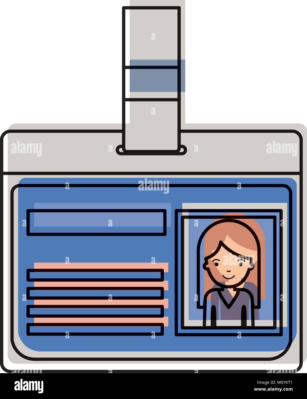 identification card with half body woman picture with long straight ...