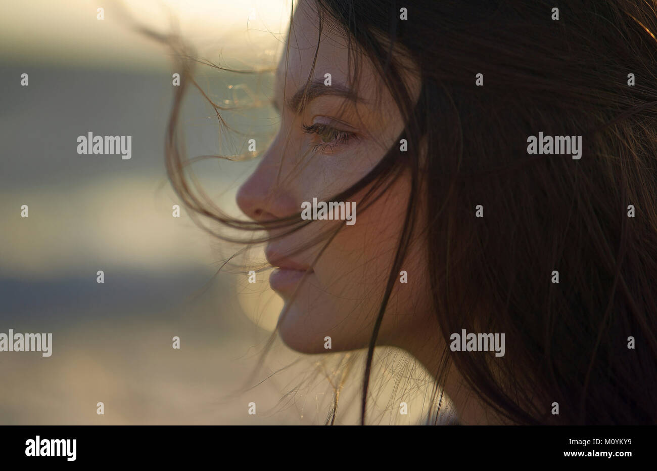 Hair wind side view hi-res stock photography and images - Alamy