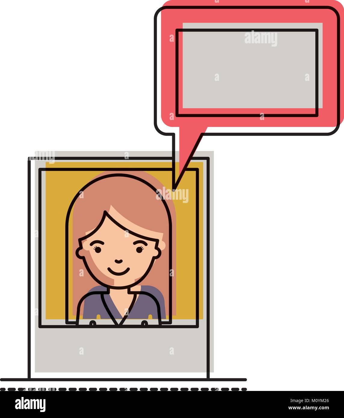 woman social network picture profile dialogue comments in watercolor ...