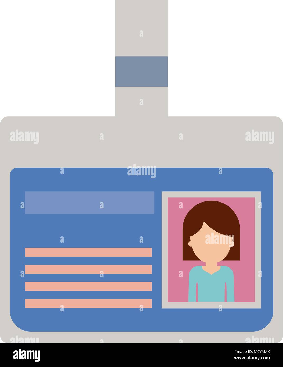 identification card with half body woman picture and faceless with hair ...