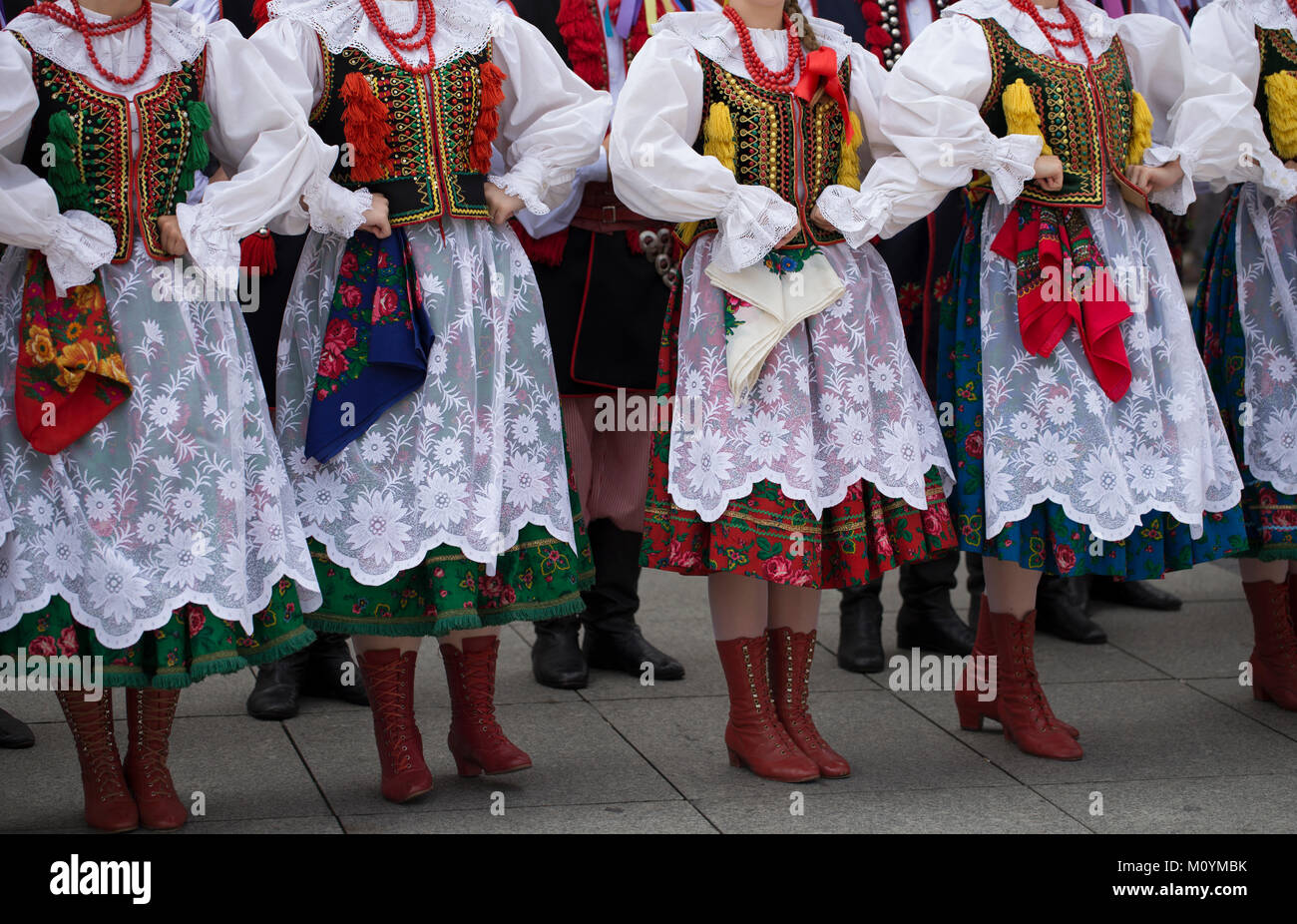 Polish folk dance group with traditional costume Stock Photo - Alamy