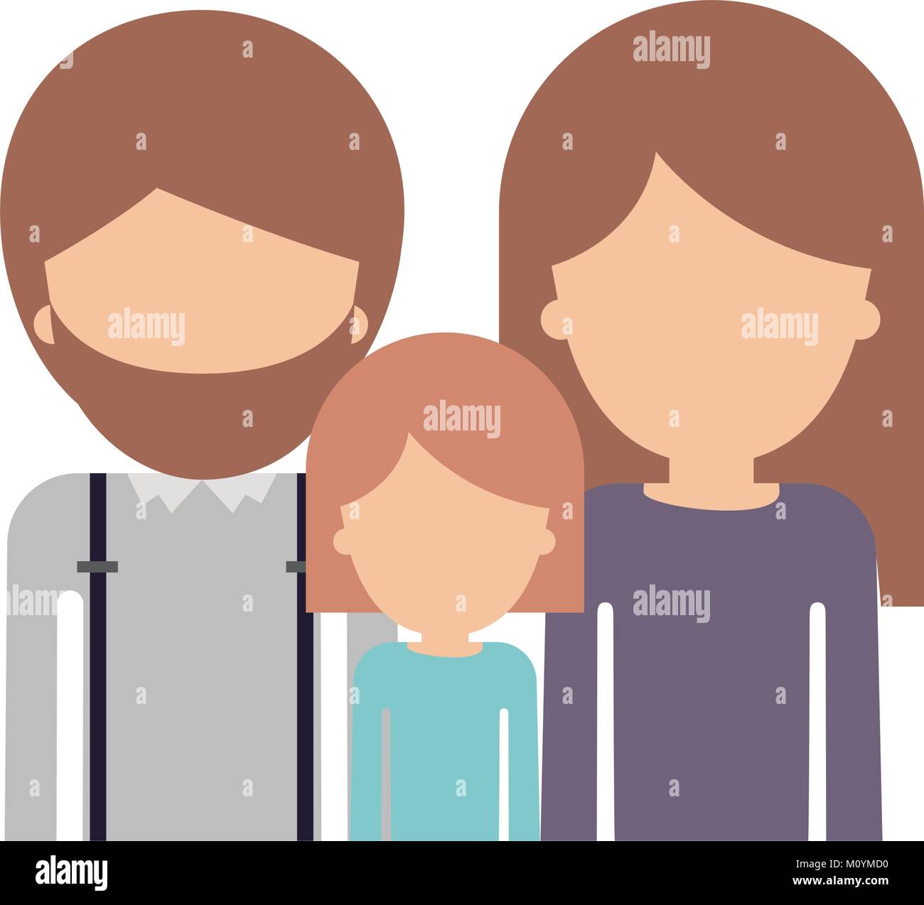 half body faceless family group with light brown hair in colorful ...