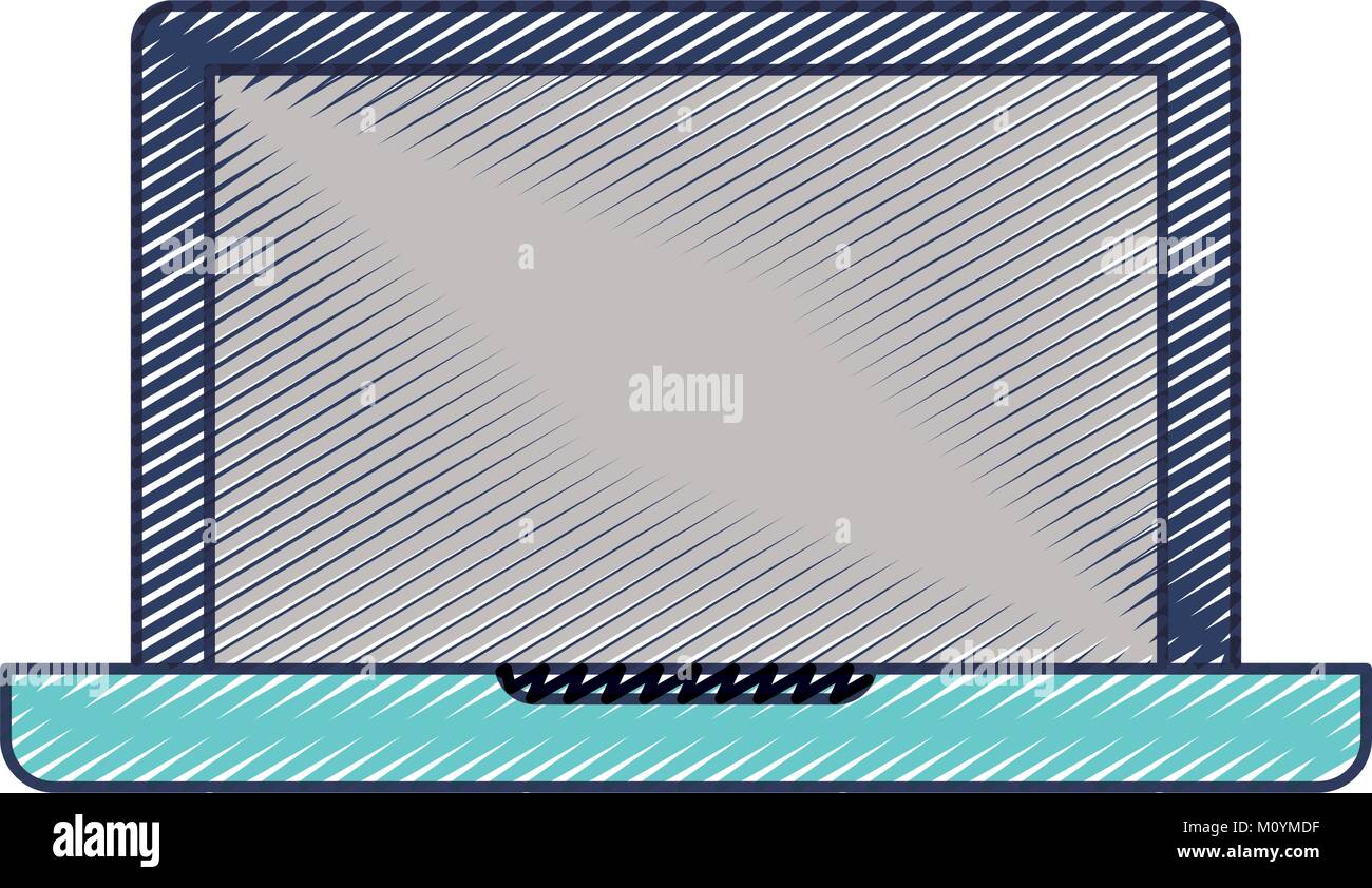 laptop computer icon in colored crayon silhouette Stock Vector Image ...