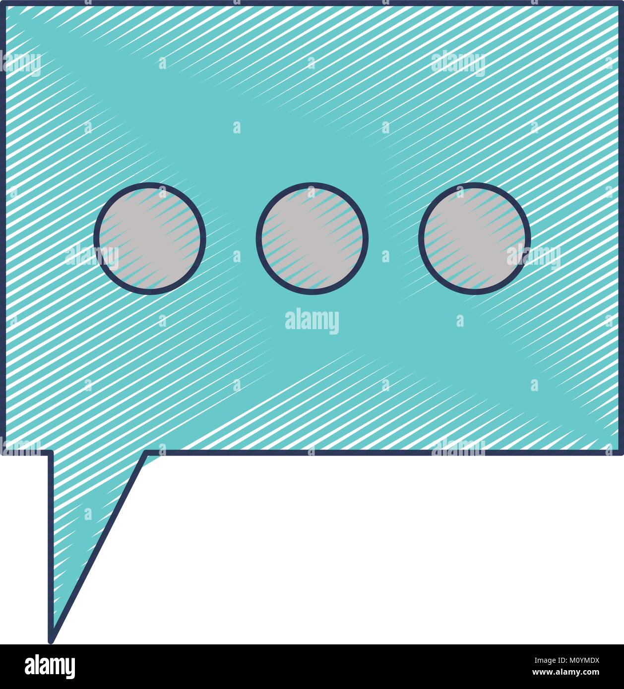 dialogue box with tail and three suspension points in colored crayon ...