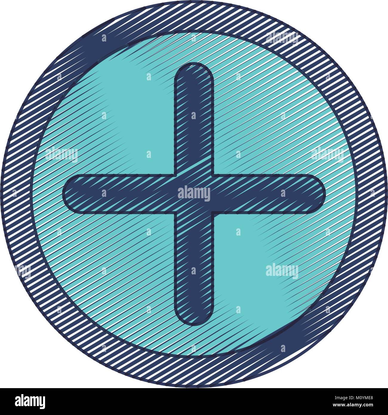 plus icon in circle in colored crayon silhouette Stock Vector Image ...