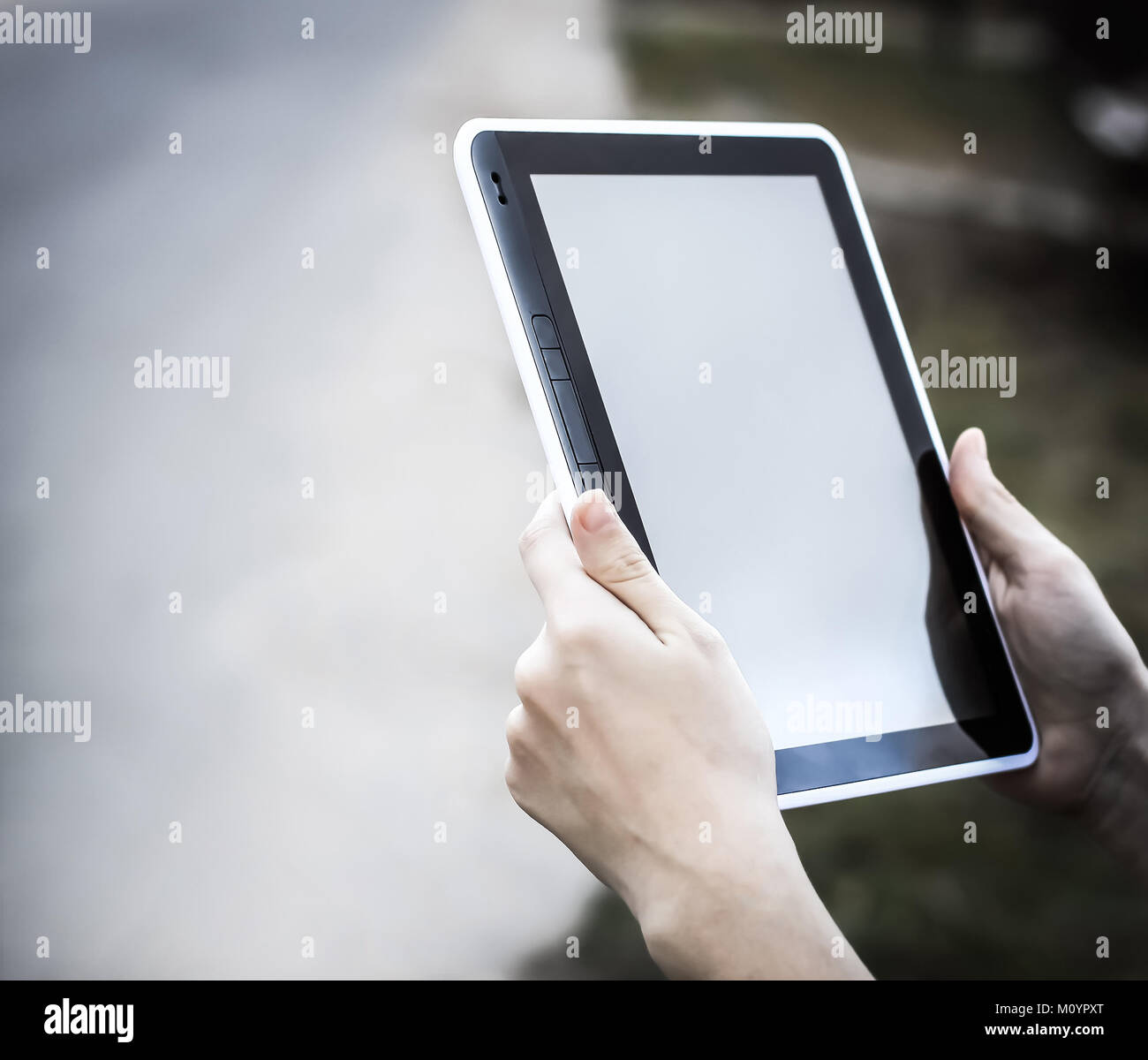 people and technology .closeup of person holding digital tablet Stock ...