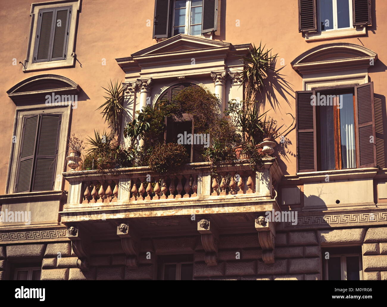 Italian traditional balconies closeup Stock Photo - Alamy