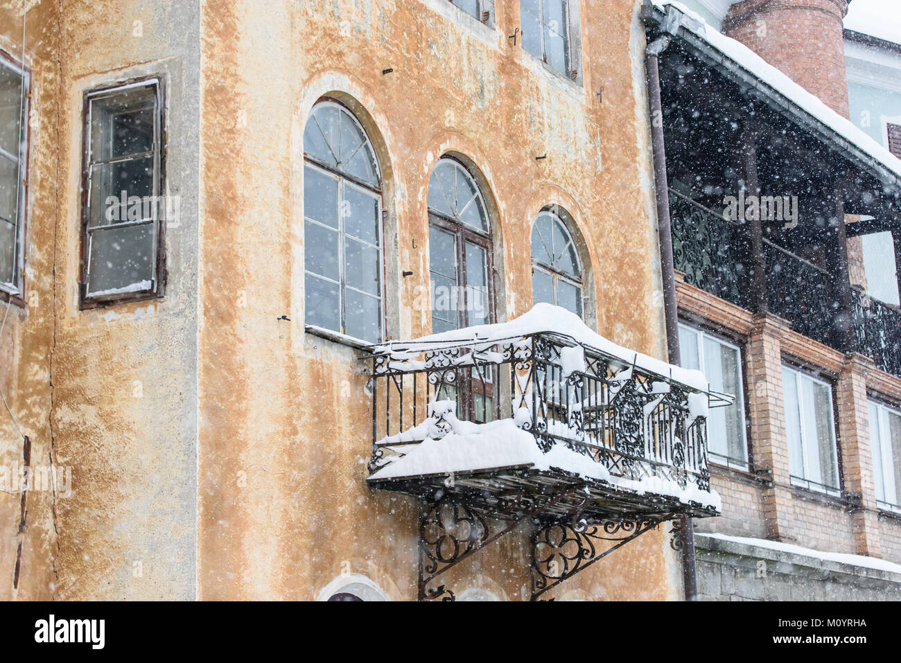 Dobbiaco during the snowfall Stock Photo - Alamy