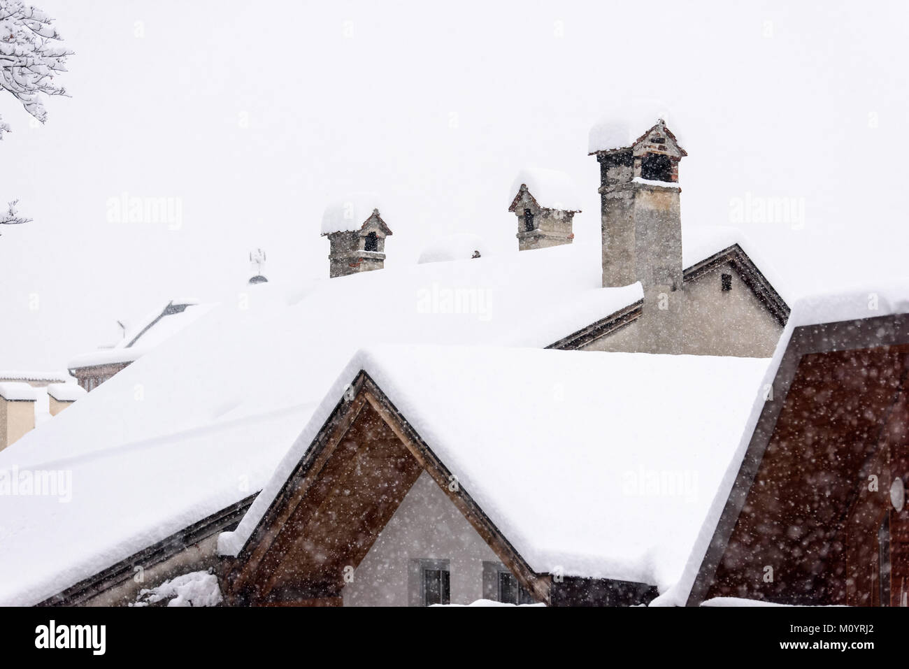 Dobbiaco during the snowfall Stock Photo - Alamy