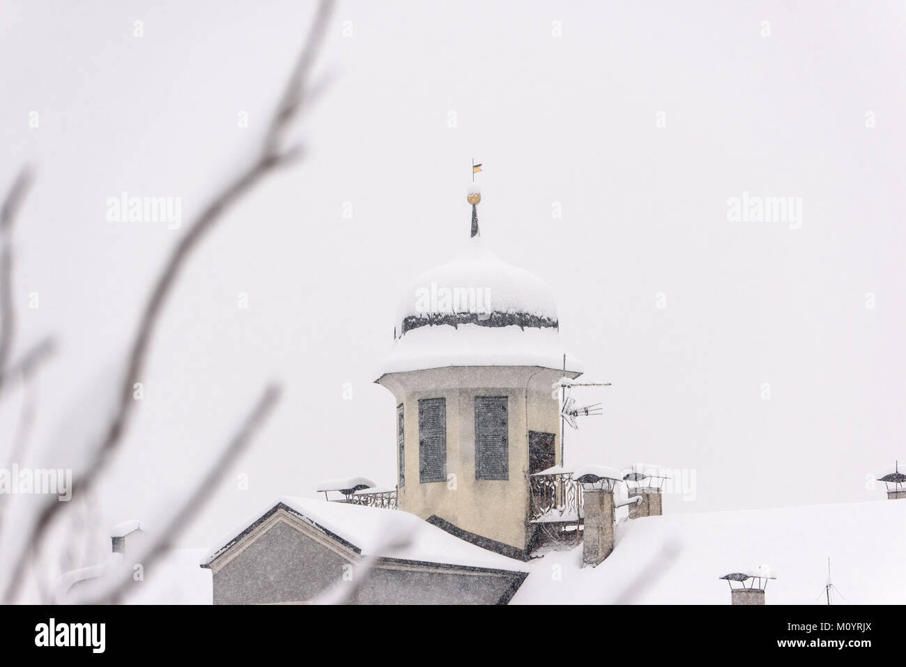 Dobbiaco during the snowfall Stock Photo - Alamy