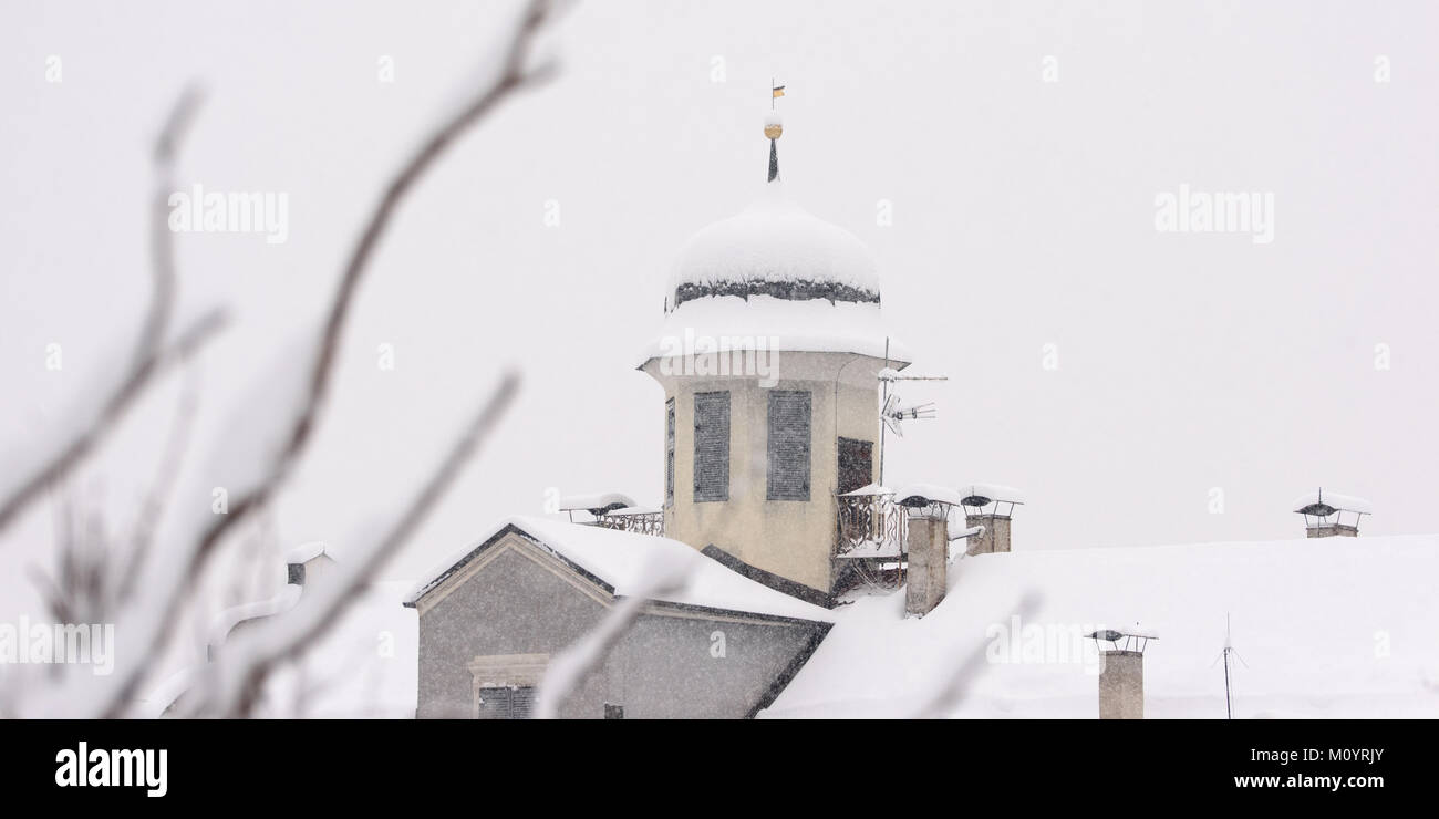 Dobbiaco during the snowfall Stock Photo - Alamy