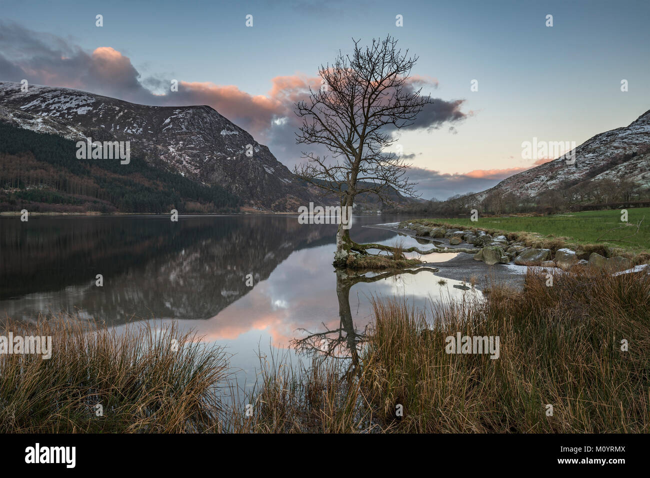 Beautiful sunrise landscape image in Winter of Llyn Cwellyn in ...