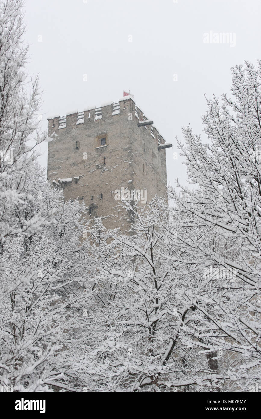 Dobbiaco during the snowfall Stock Photo - Alamy