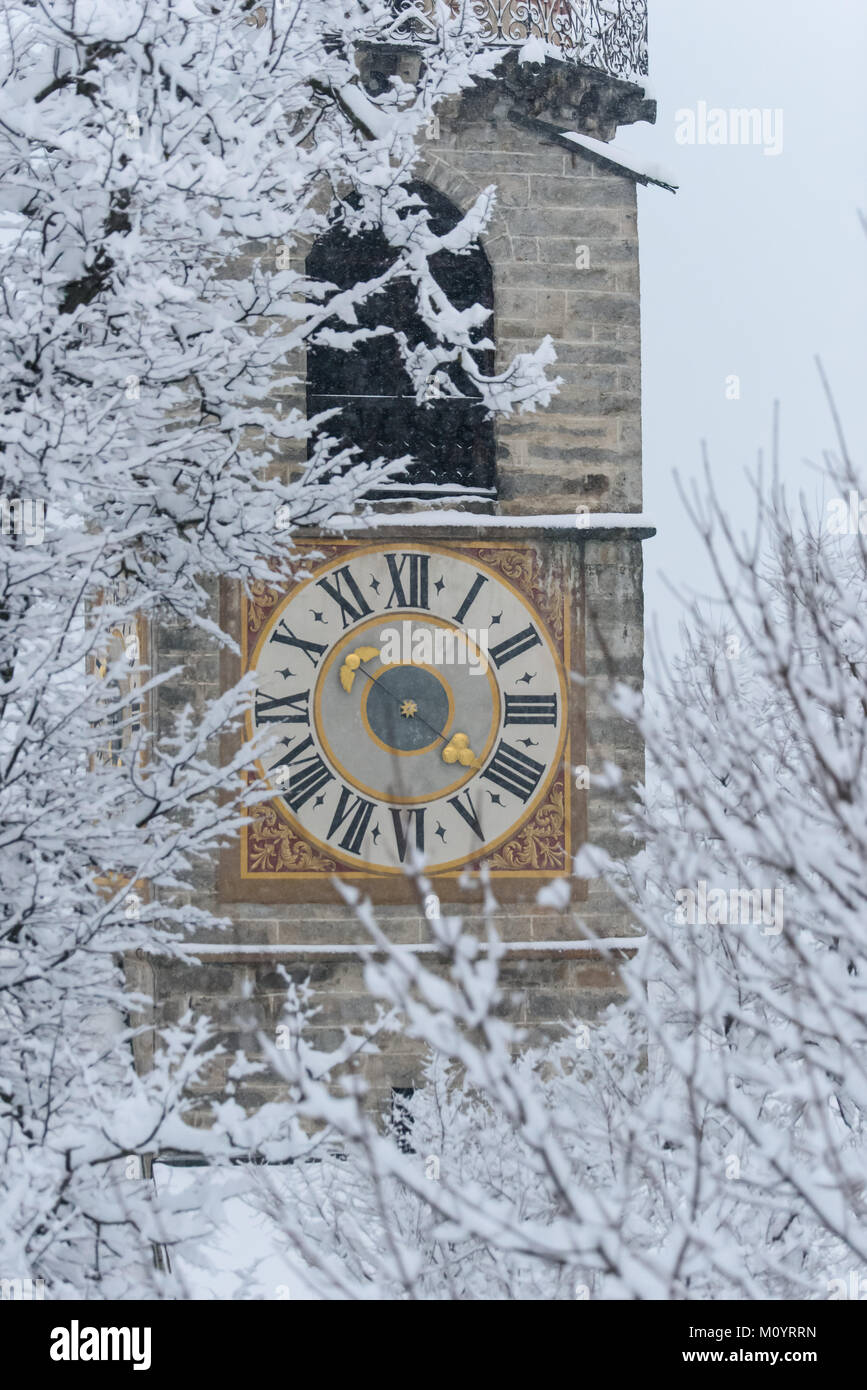 Dobbiaco during the snowfall Stock Photo - Alamy