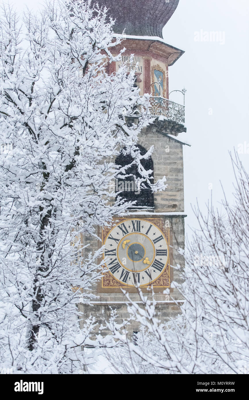 Dobbiaco during the snowfall Stock Photo - Alamy