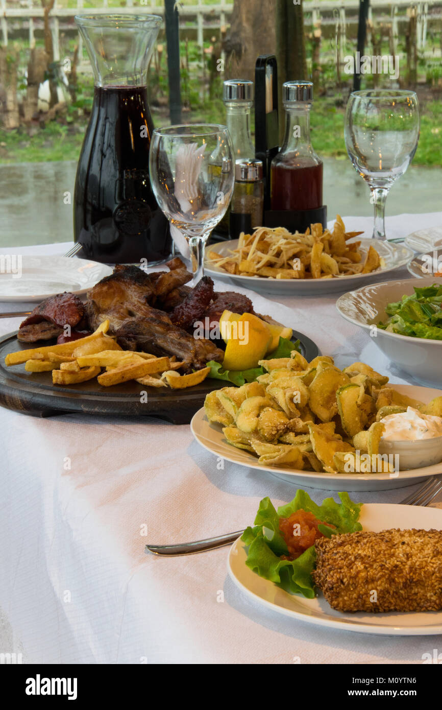 Plenty delicious food in a restaurant. Traditional healthy eating Stock ...