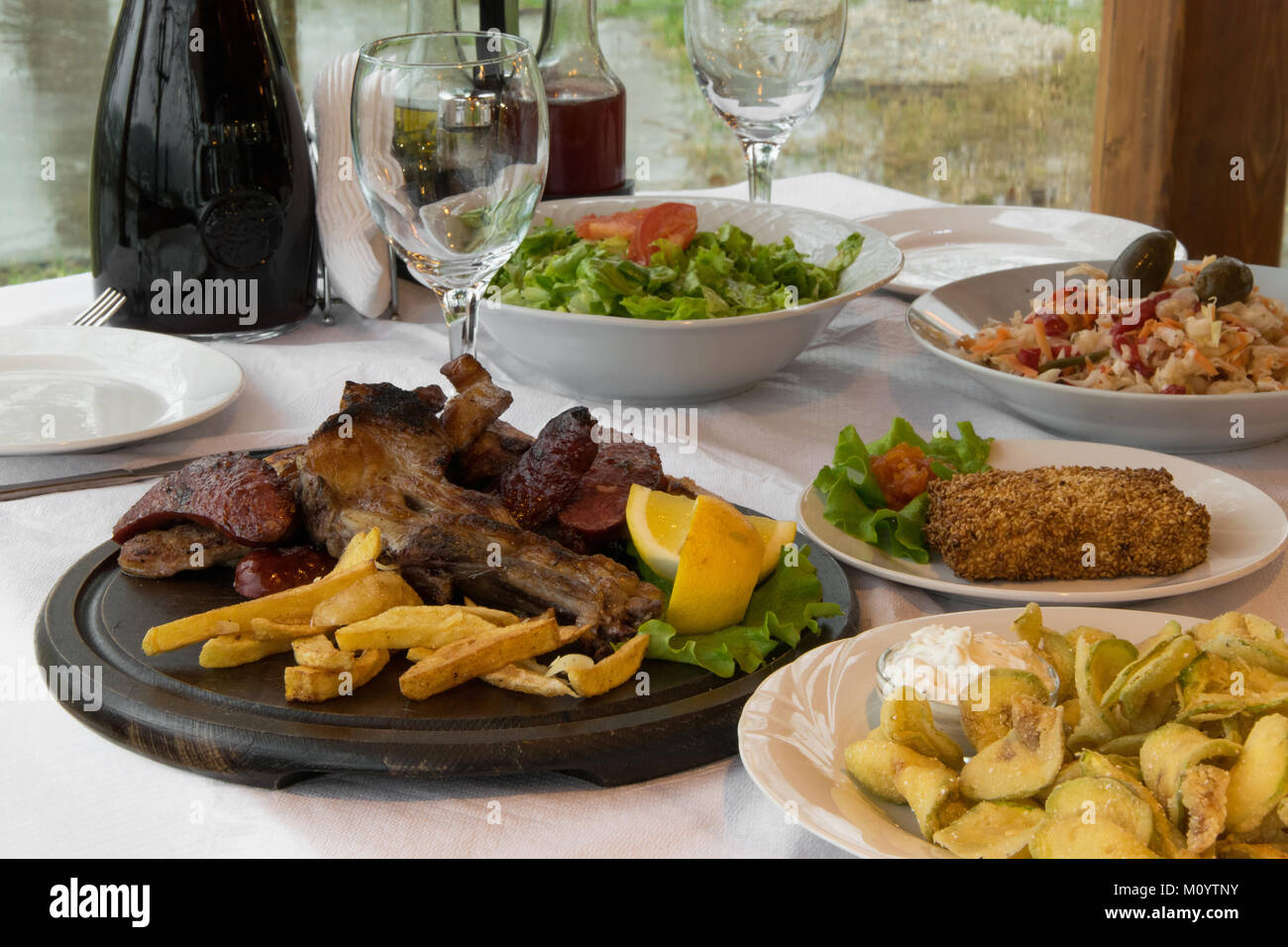 Plenty delicious food in a restaurant. Traditional healthy eating Stock ...