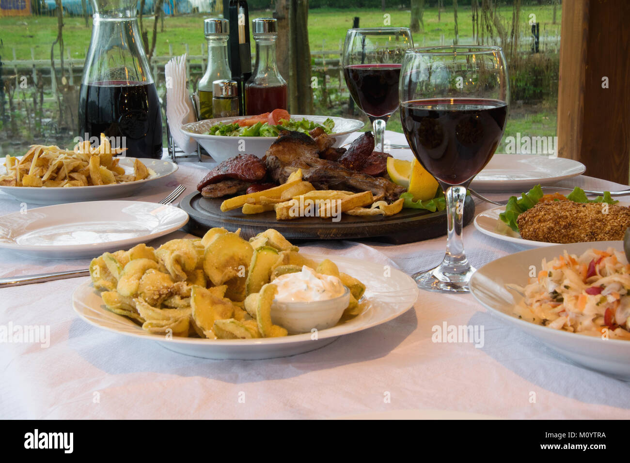 Plenty delicious food in a restaurant. Traditional healthy eating Stock ...