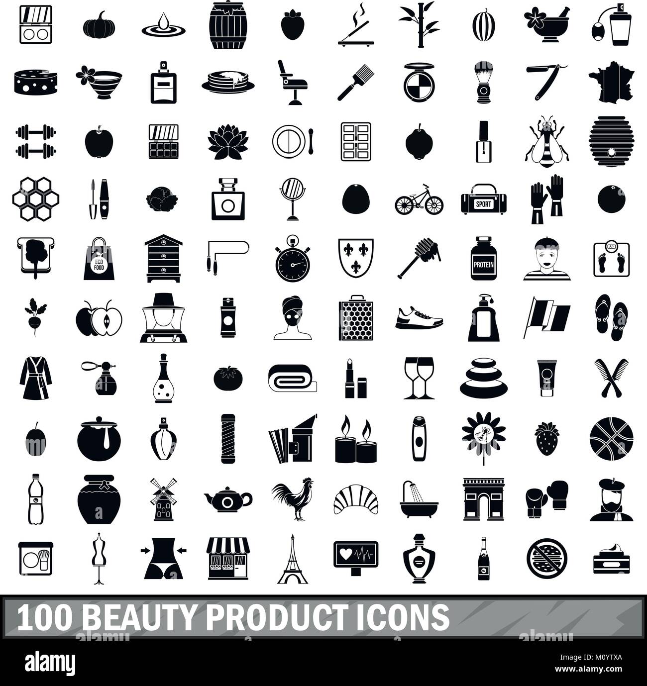 100 beauty product icons set, simple style Stock Vector Image & Art - Alamy