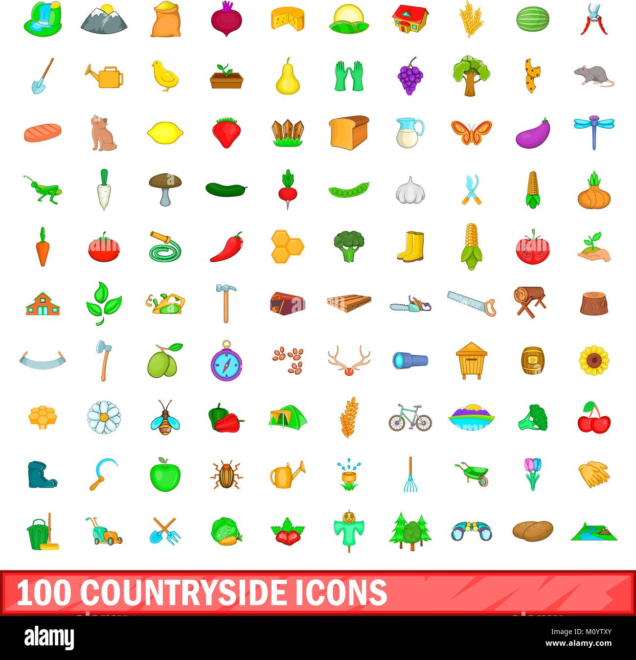 100 countryside icons set, cartoon style Stock Vector Image & Art - Alamy