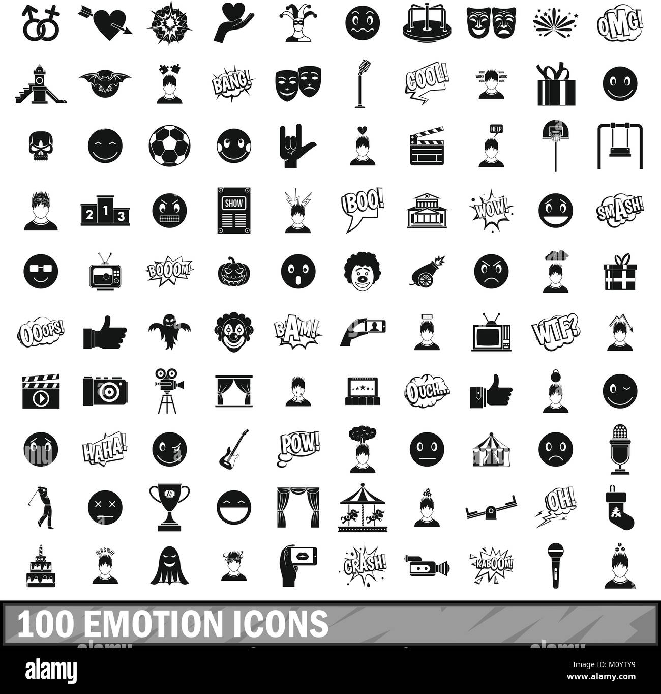 100 emotion icons set, simple style Stock Vector Image & Art - Alamy